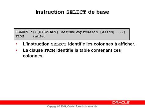 1 copyright © 2004 oracle tous droits réservés extraire des données