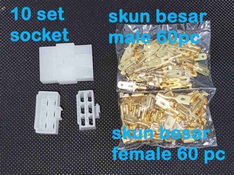 Promo Socket Mobil 6 Pin Besar 10 Set Connector Skun Motor Soket