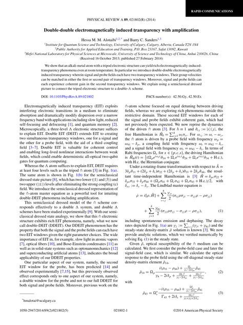 Pdf Double Double Electromagnetically Induced Transparency With Amplification