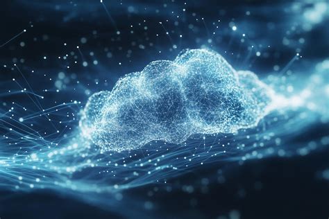 An Abstract Visualization Of A Cloud Computing Network With Swirling Data Streams And Digital