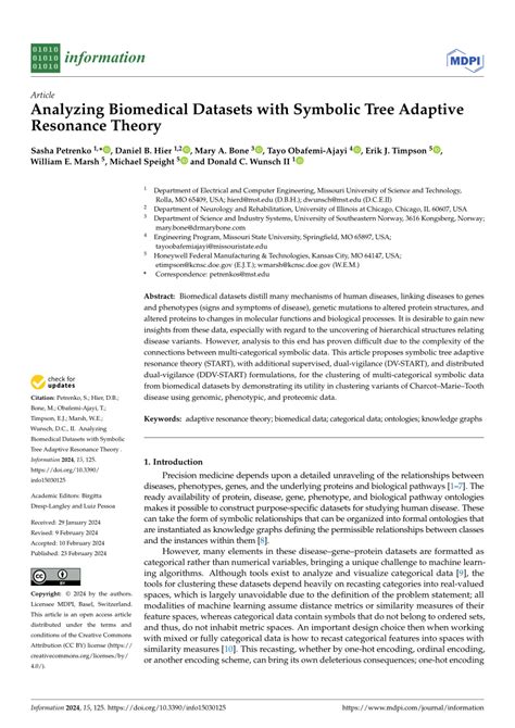 Pdf Analyzing Biomedical Datasets With Symbolic Tree Adaptive Resonance Theory