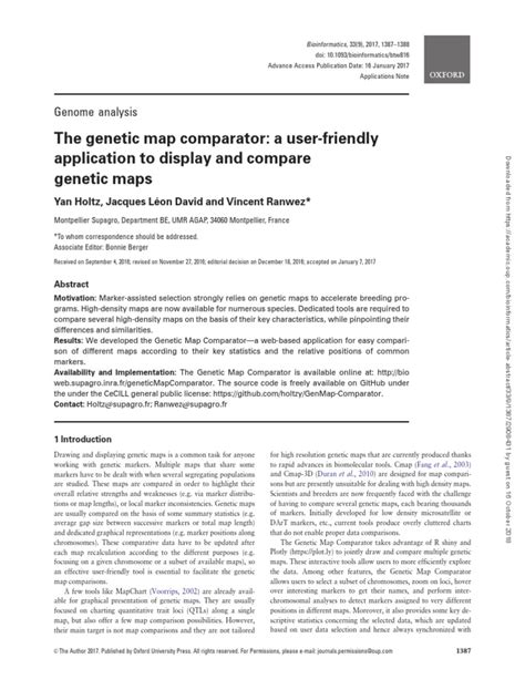 The Genetic Map Comparator Pdf Genetic Linkage Quantitative Trait