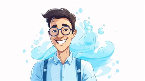 Happy Nerd Smiling 2d Flat Cartoon Vector Illustration Premium Ai Generated Vector