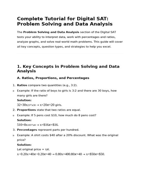 Digital Sat Problem Solving Guide Pdf Ratio Median