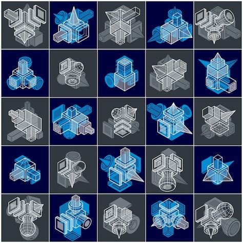 Premium Vector Engineering Abstract Geometric Shapes Simple Vectors Set