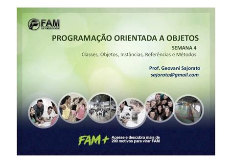 PDF PROGRAMAÇÃO ORIENTADA A OBJETOS PROGRAMAÇÃO ORIENTADA A OBJETOS SEMANA Classes