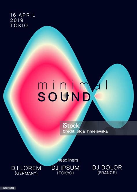 네온 파티 트랜스와 콘서트 레이아웃 트렌디한 사운드 플라이어 브로셔 템플릿에 대한 기하학적 배경입니다 물결 모양의 글리치 세트 레인보우 네온 파티 Dj에 대한 스톡 벡터