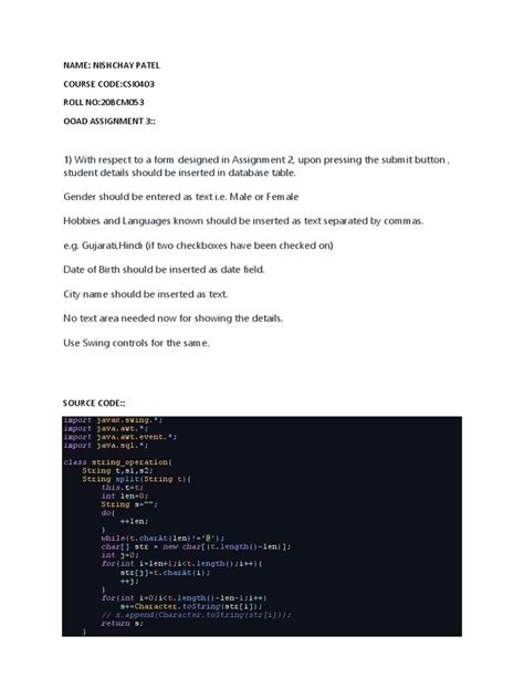 Registration Form Using Jdbc And Gui Pdf