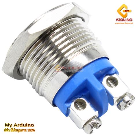 สวิทช์สแตนเลส กันน้ำ กดติดปล่อยดับ รีเซ็ต สีเงิน 220v 5a 16mm ขาย