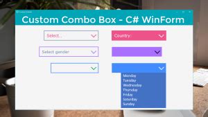 Custom ComboBox Icon Back Text Border Color WinForm C RJ Code Advance