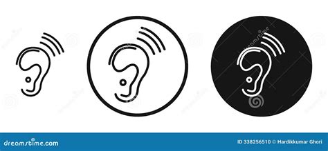 Assistive Listening Systems Vector Icon Set In Black And White Outlines Stock Vector