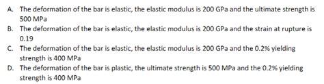 Solved A The Deformation Of The Bar Is Elastic The Elastic