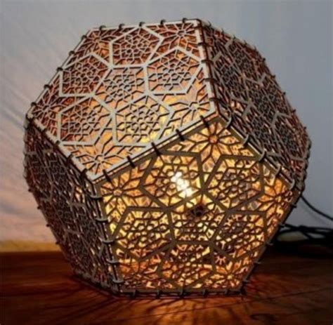 Laser Cut Dodecahedron Lamp Svg 3mm Glowforge Table Puzzle Lamp Shade