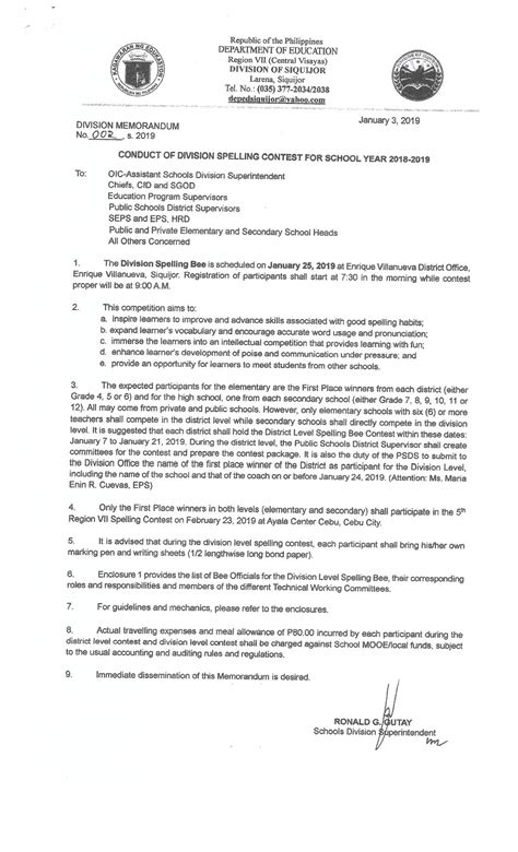 Division Memorandum No. 002 s. 2019... - Deped Tayo Siquijor