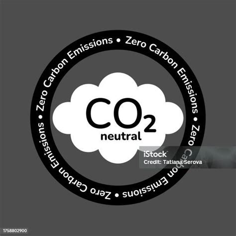 제로 탄소 배출 라벨 표시 스티커 벡터 일러스트 레이 션 Co2 배출 감소 탄소 발자국 제로 Co2 중립 개념 지구 온난화 대기 오염 기후 변화를 멈추고 친환경 아이콘 0에