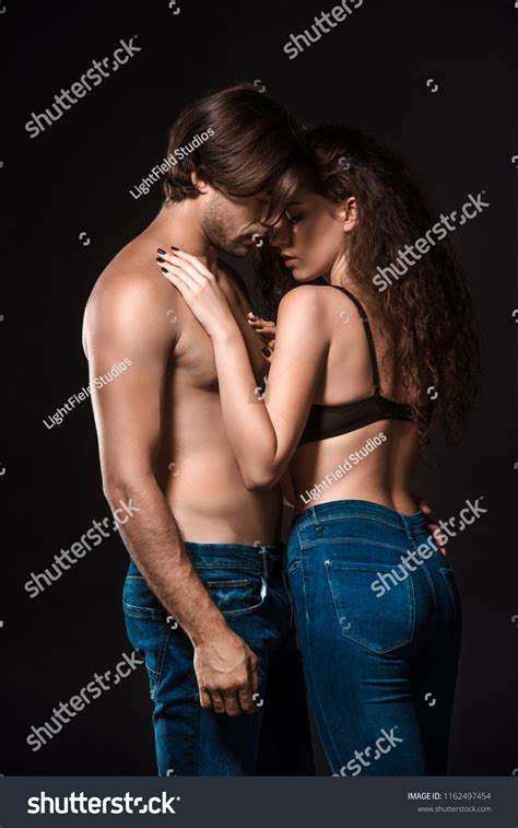 Side View Sexy Shirtless Couple Hugging Stock Photo 1162497454 Shutterstock