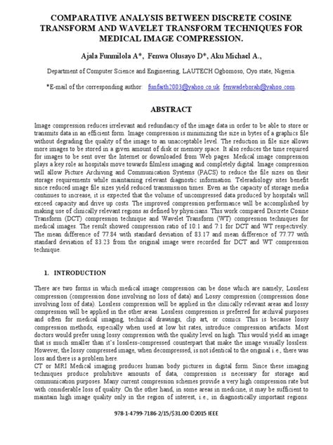 Comparison Between Discrete Cosine And Wave Let Transform Pdf Data