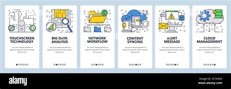 Vector Web Site Linear Art Onboarding Screens Template Online Cloud