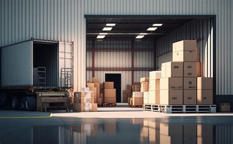 Logistic Warehouse Package Shipping Center Premium Ai Generated Image