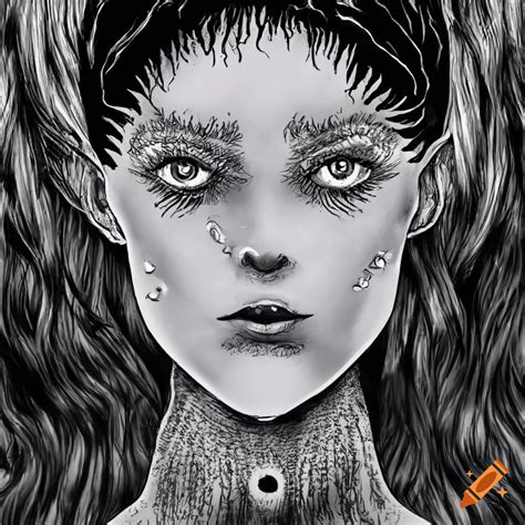 Surreal And Haunting Illustration Inspired By Junji Ito With Eyes Hair