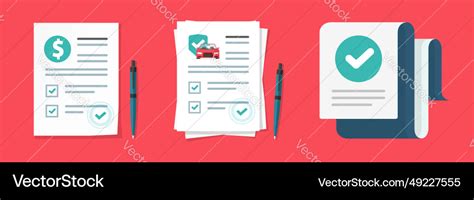 Money Insurance Coverage Policy Graphic Set Car Vector Image