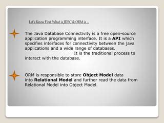 Hibernate ORM Over JDBC PPT
