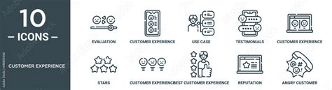 Customer Experience Outline Icon Set Includes Thin Line Evaluation