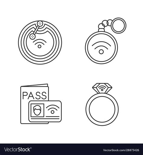 Nfc Technology Linear Icons Set Royalty Free Vector Image
