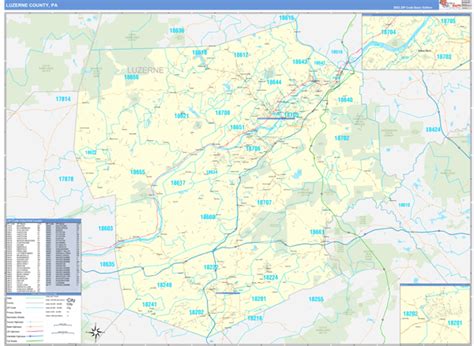 Luzerne County Pa Zip Code Wall Map Basic Style By Marketmaps Mapsales