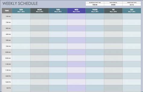 Free Printable Weekly Schedule Template Excel