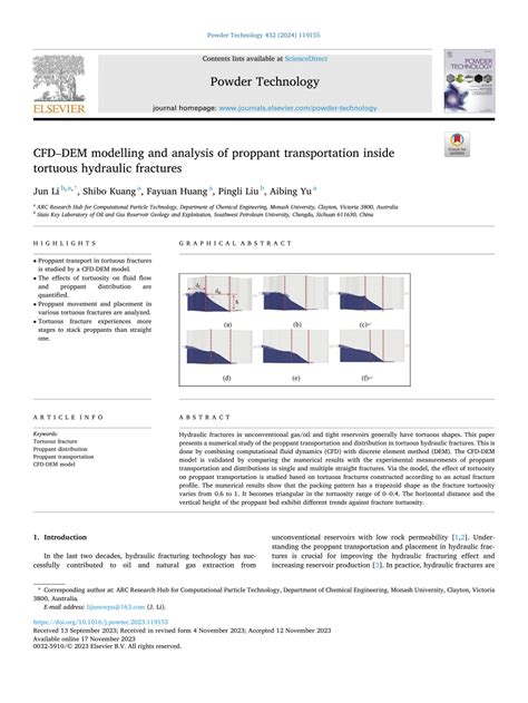 Pdf Cfd Dem Modelling And Analysis Of Proppant Transportation Inside Tortuous Hydraulic Fractures