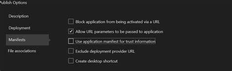Clickonce Publish Options Allow Url Parameter To Be Passed To