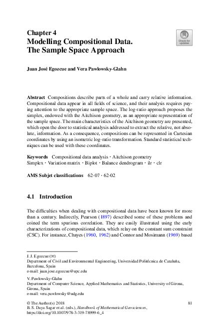 pdf modelling compositional data the sample space approach