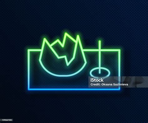 빛나는 네온 라인 거리 경사로 아이콘에 있는 자전거는 파란색 배경에 분리되어 있습니다 스케이트 공원 익스트림 스포츠 스포츠 장비 벡터 건강한 생활방식에 대한 스톡 벡터 아트