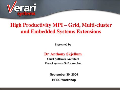 ppt high productivity mpi grid multi cluster and embedded systems