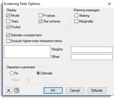 Screening Tests Generalized Linear Models Options Genstat Knowledge Base