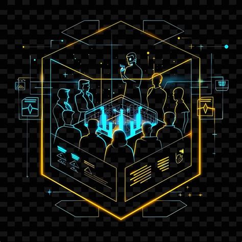 Shimmering Neon Score Voting With Members And Signs Landscap Neon Line