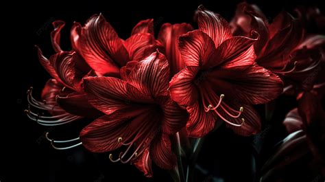 Red Flowers With Black Background