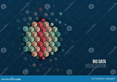 big data visualization background with square array connection