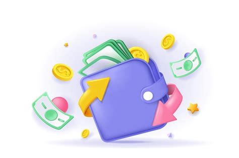 Premium Vector Digital Wallet Concept D Illustration Icon Composition With Wallet With Money