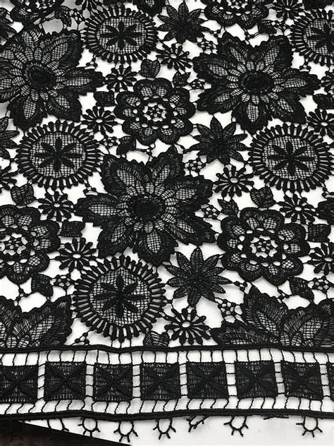 Tejido De Encaje Negro Tela De Encaje Guipure Negro Encaje Etsy España