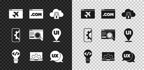 Set Website Template Ui Or Ux Design Cloud Computing Lock Front End