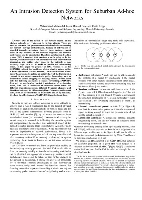 Pdf An Intrusion Detection System For Suburban Ad Hoc Networks Carlo Kopp
