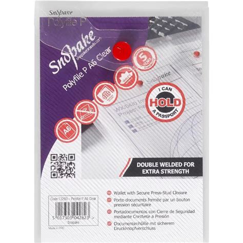 Snopake Polyfile P File Wallet Portrait A6 Clear Pack Of 5 Schoolbooks Ie