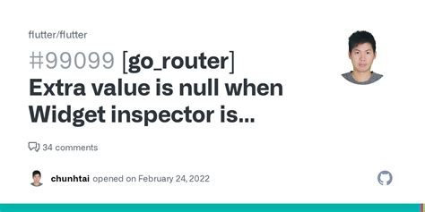 Go Router Extra Value Is Null When Widget Inspector Is Open Issue Flutter Flutter