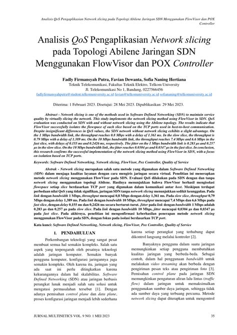 Pdf Analisis Qos Pengaplikasian Network Slicing Pada Topologi Abilene