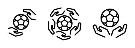 축구 손 와 공 아이콘 세트 그림 선 개요 획 상징 축구 팀 토너먼트 협업 리그 Championship에 대한 스톡 벡터 아트 및 기타 이미지 Istock