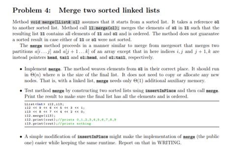 Solved Problem 4 Merge Two Sorted Linked Lists Method Void