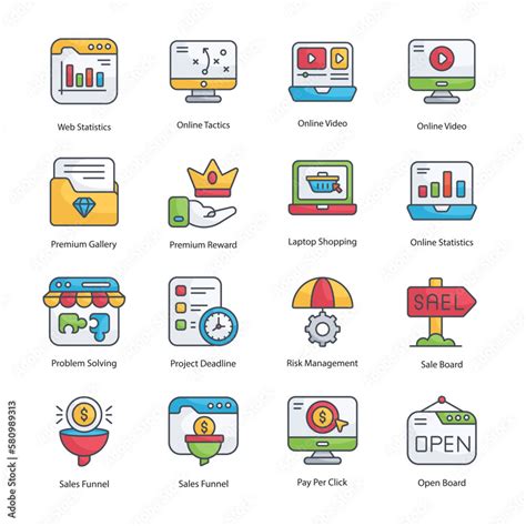 File 16 Grid Digital Marketing Vector Fill Outline Icon Design