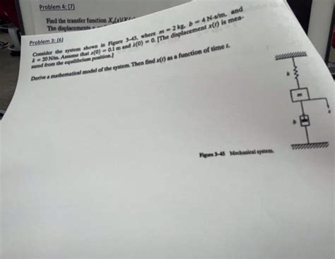 Solved Problem 4 7 Find The Transfer Function X X The Chegg Com